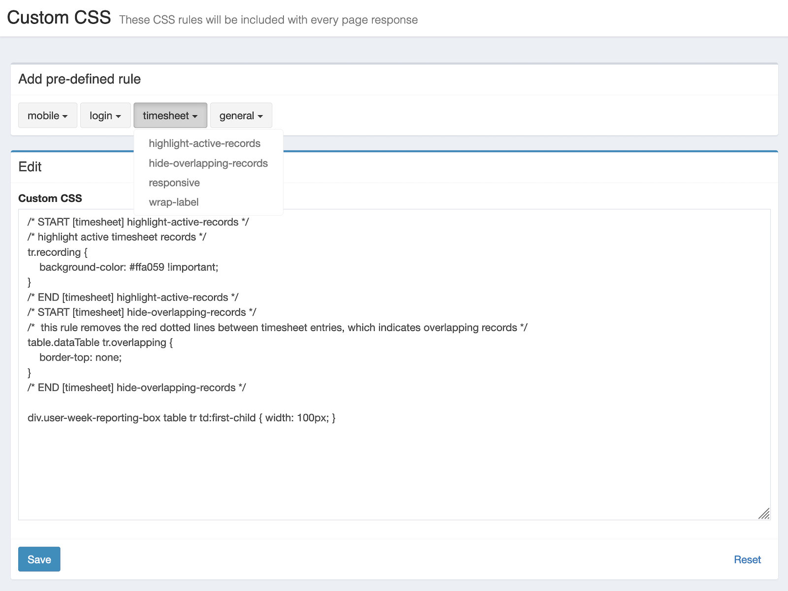 自訂 CSS 樣式表 – Kimai